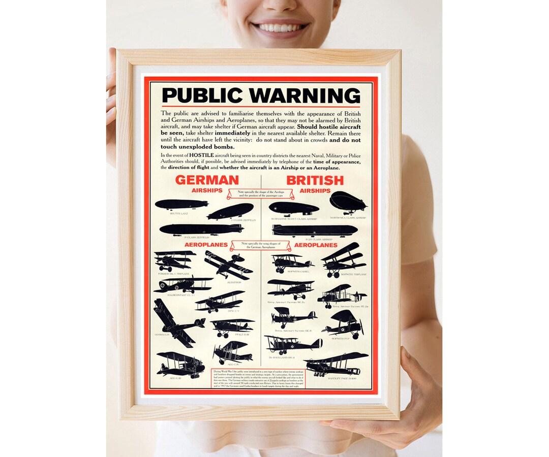 Reprint of a British WW1 Poster PUBLIC WARNING Air-raid - Etsy
