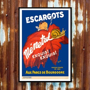 Reprint of a Vintage European Advertising Poster for Escargot | Etsy