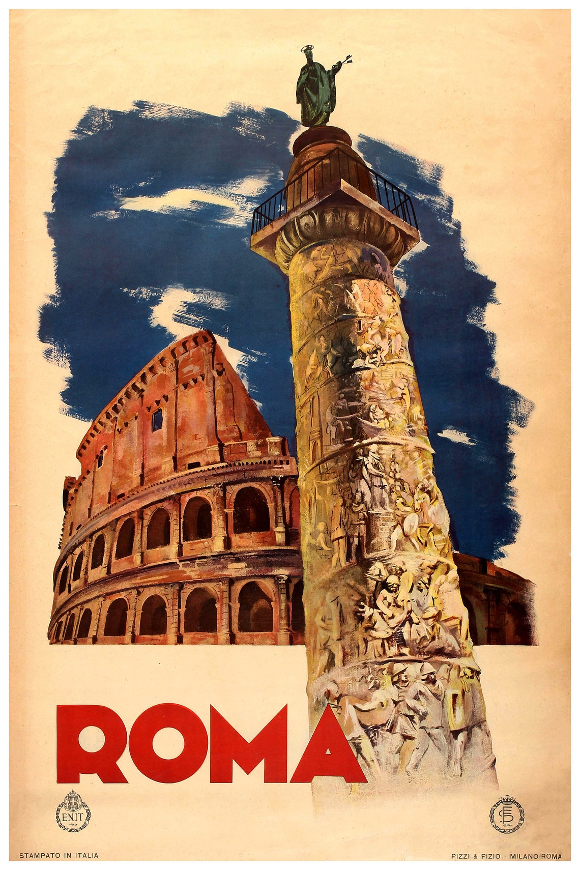 Reprint of a Vintage Travel Poster to Roma rome | Etsy