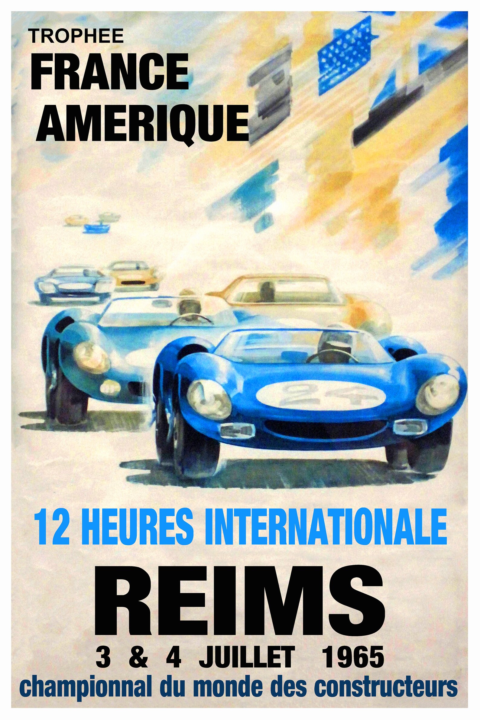 Reprint of a Vintage 1965 French Motor Racing Poster Reims - Etsy