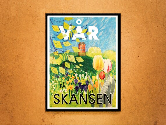 Reprint of a Vintage Travel Poster to Var Skansen Sweden | Etsy