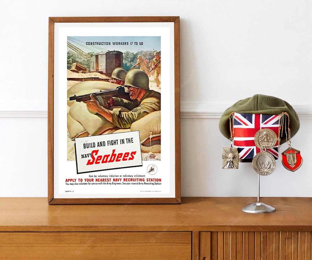 Reprint of a US WW2 US Navy Seabees Recruitment C:1943 Poster - Etsy