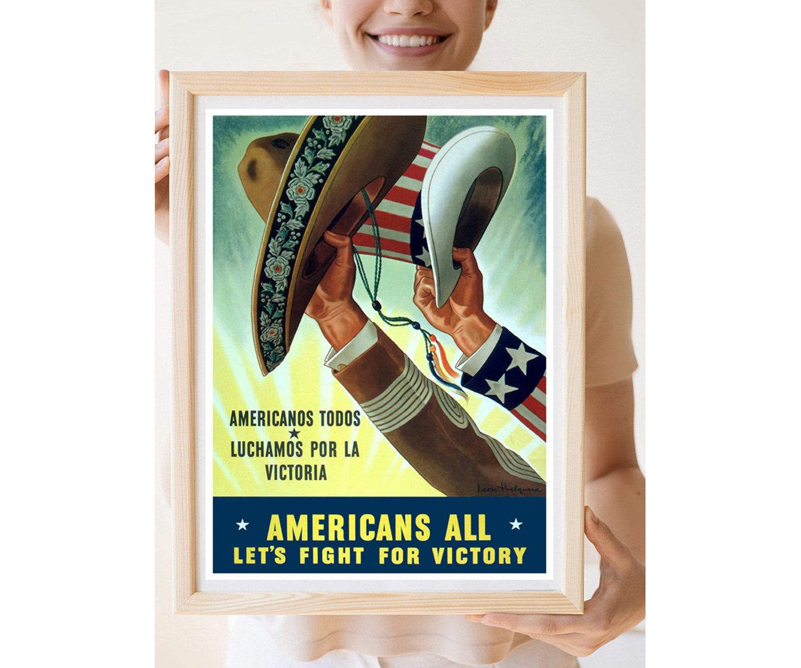 Reprint of a WWII Us/mexican Propaganda Poster Let's Fight - Etsy