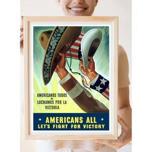 Reprint of a WWII Us/mexican Propaganda Poster Let's Fight for Victory ...