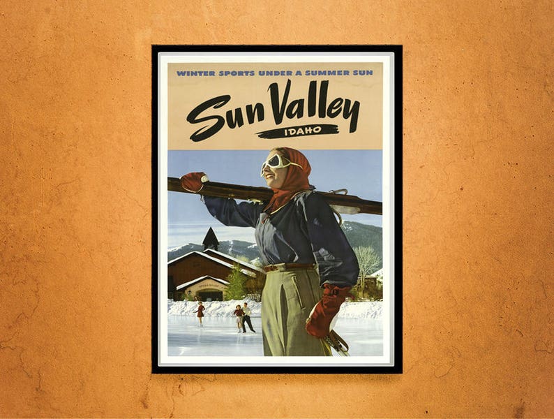 Reprint of a Vintage Travel Poster to Sun Valley Idaho | Etsy