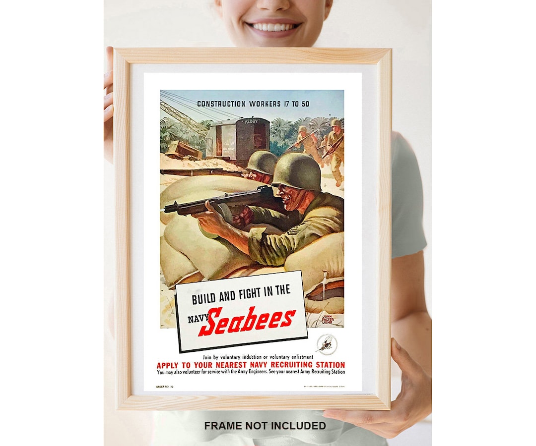Reprint of a US WW2 US Navy Seabees Recruitment C:1943 Poster - Etsy