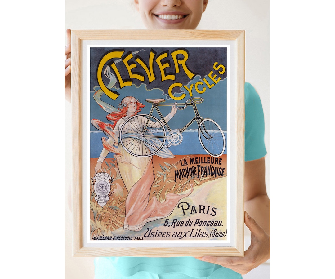 Reprint of a Vintage Bicycle Advertising Poster French Clever Cycles - Etsy