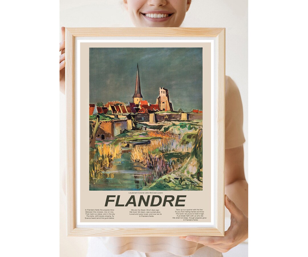 Reprint of the Travel Poster to Flander With the Poem "flanders Fields ...