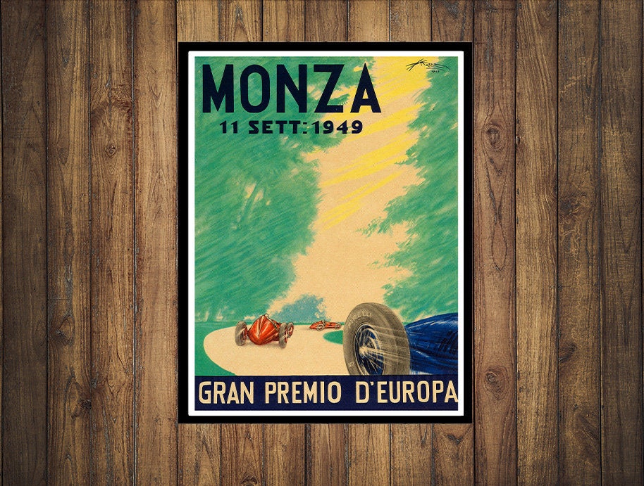 Reprint of a Vintage 1949 Monza Motor Racing Poster | Etsy