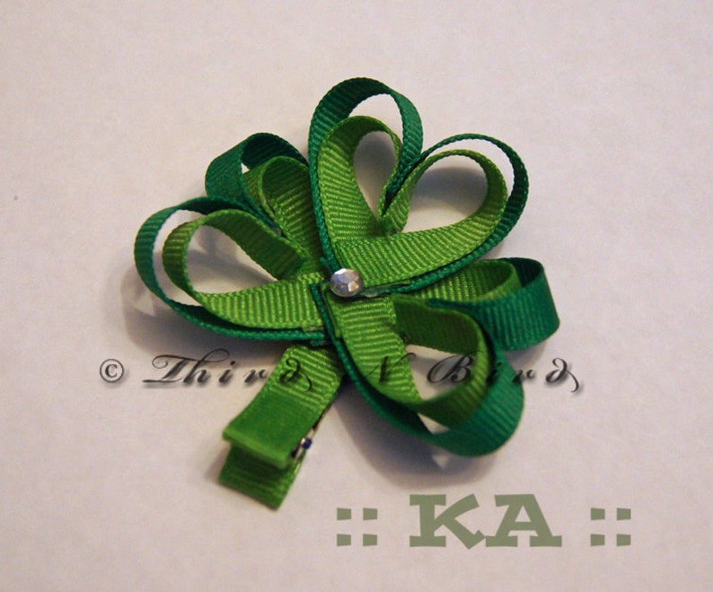 Shamrock Clover St Patrick's Day Hair Clip Ribbon Sculpture Instruction ...