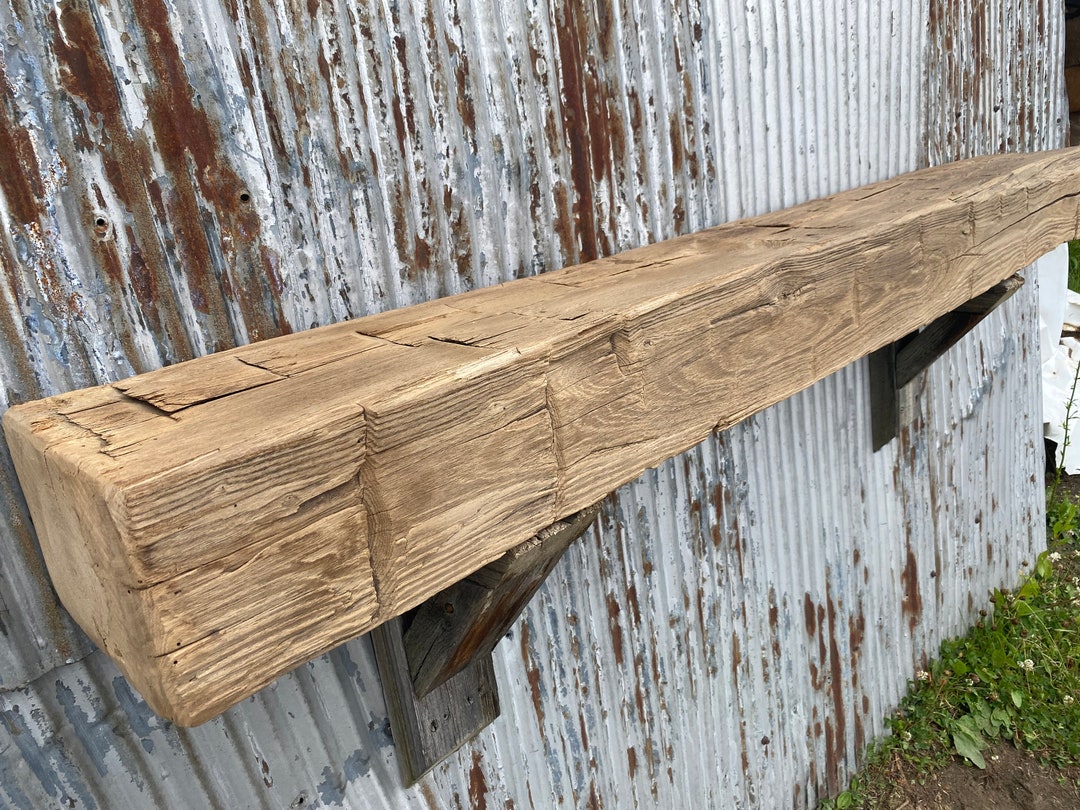 Distressed Fireplace Mantle, Reclaimed Beam Mantel, Rustic Floating ...