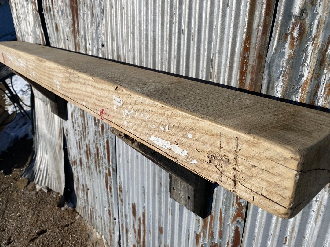 Distressed Fireplace Mantle, Reclaimed Beam Mantel, Rustic Floating ...