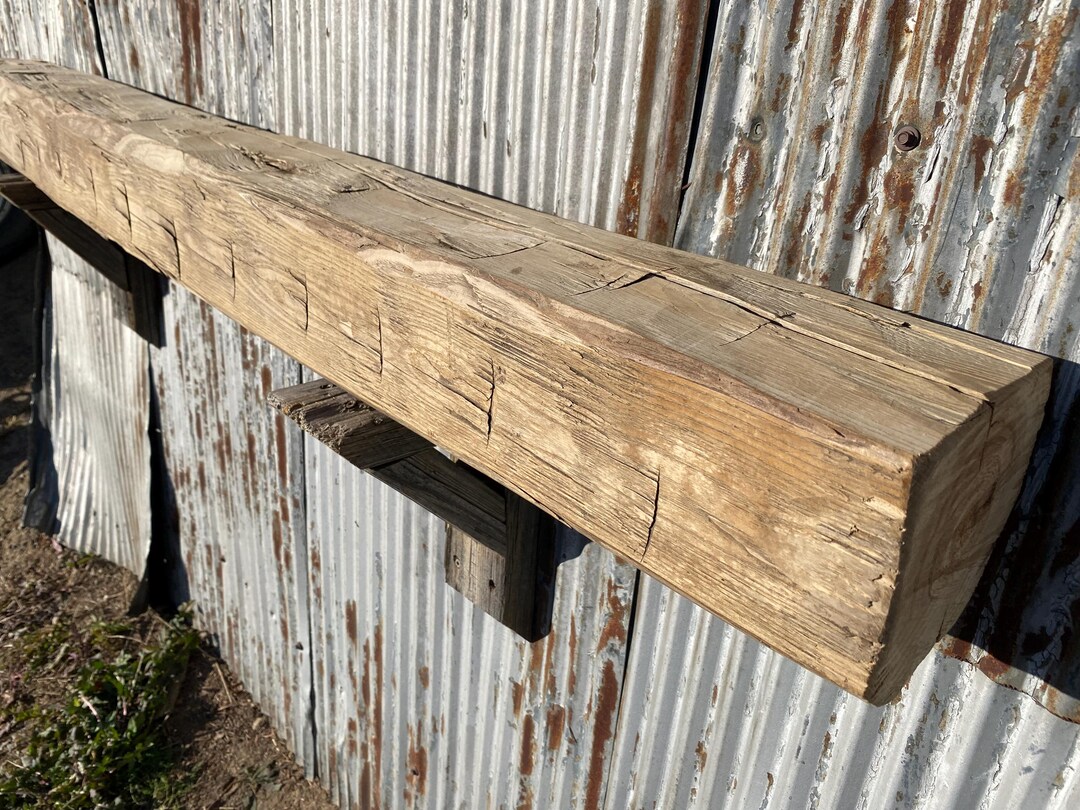 Distressed Fireplace Mantle, Reclaimed Beam Mantel, Rustic Floating ...