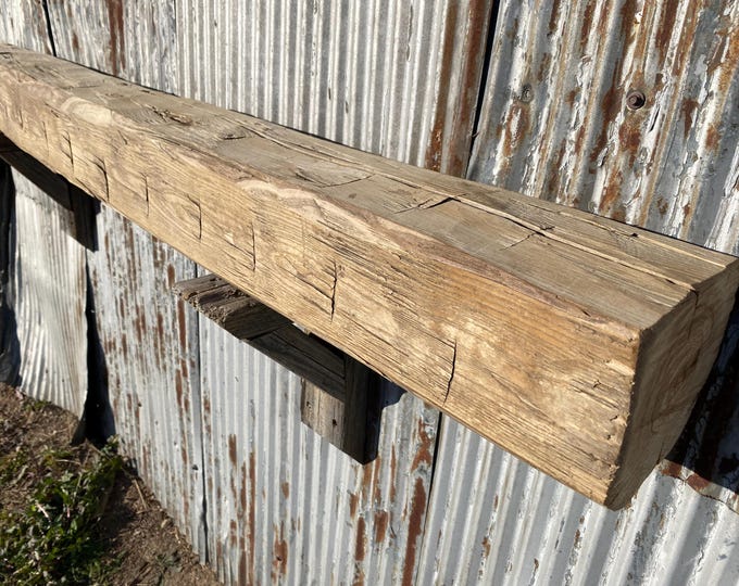 Distressed Fireplace Mantle, Reclaimed Beam Mantel, Rustic Floating ...