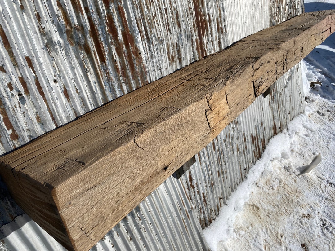 Distressed Fireplace Mantle, Reclaimed Beam Mantel, Rustic Floating ...