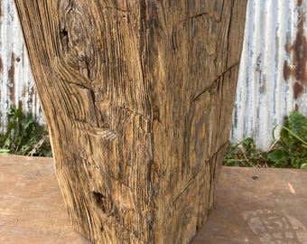 Distressed Rustic Decor, Barn Beam Side Table, Reclaimed Plant Stand ...