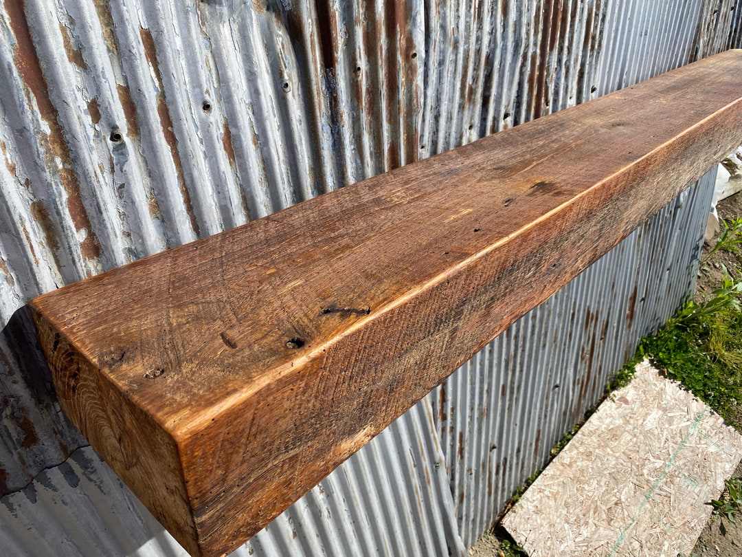 Distressed Fireplace Mantle, Reclaimed Beam Mantel, Rustic Floating ...