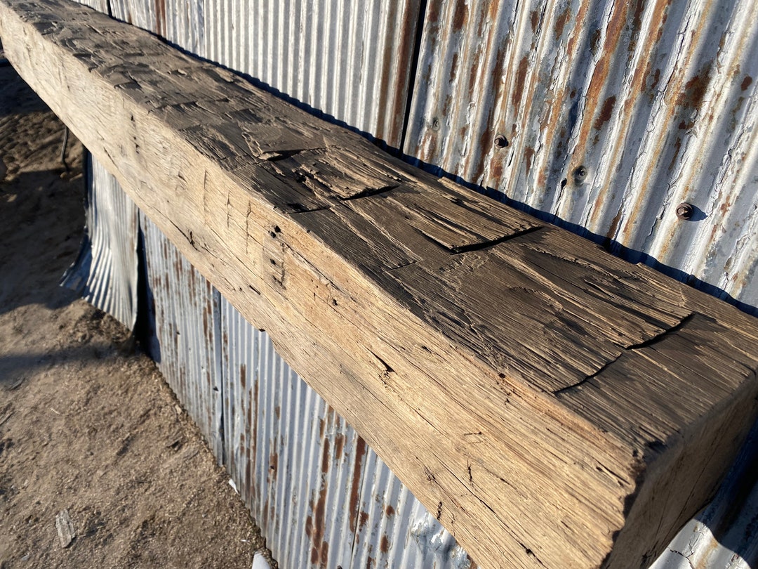 Distressed Fireplace Mantle, Reclaimed Beam Mantel, Rustic Floating ...