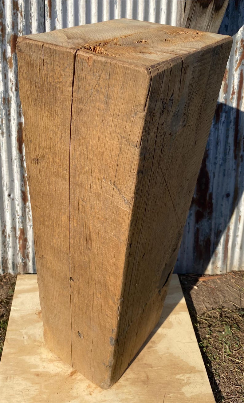 Repurposed Timber Pedestal, Antique Barn Wood Stool, Reclaimed Beam ...