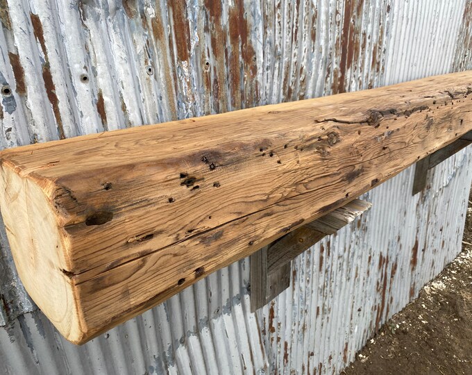 Distressed Fireplace Mantle, Reclaimed Beam Mantel, Rustic Floating ...