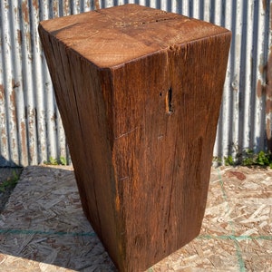 Distressed Rustic Decor, Barn Beam Side Table, Reclaimed Plant Stand, Antique Barnwood Stool ...