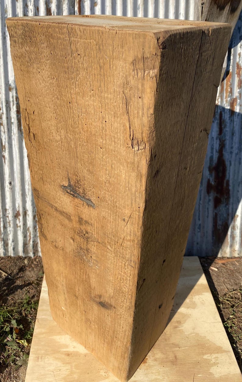 Repurposed Timber Pedestal, Antique Barn Wood Stool, Reclaimed Beam ...