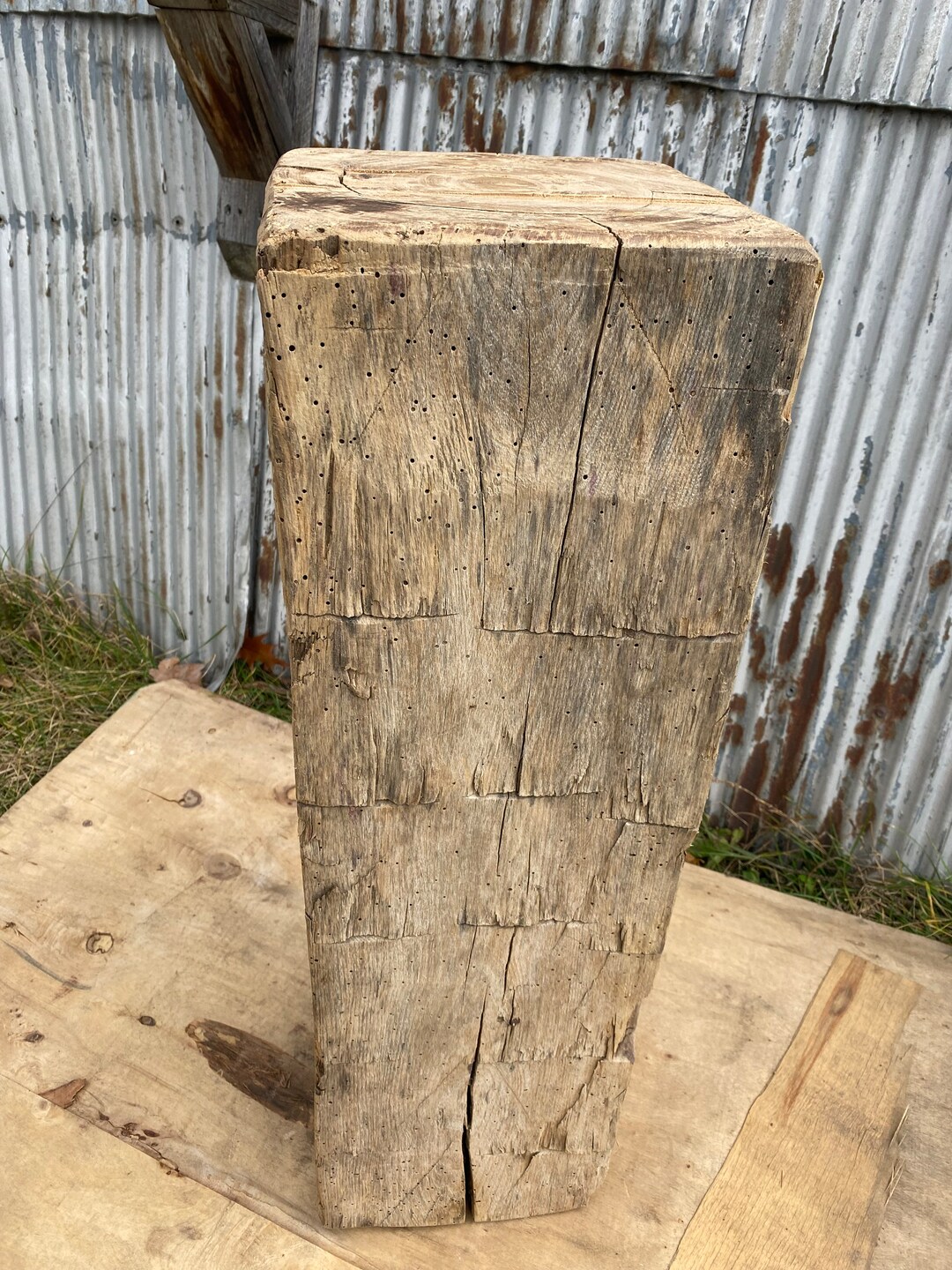 Rustic Beam Side Table 87, Hewn, Elm, Unfinished, Kiln Dried, Free Shipping - Etsy