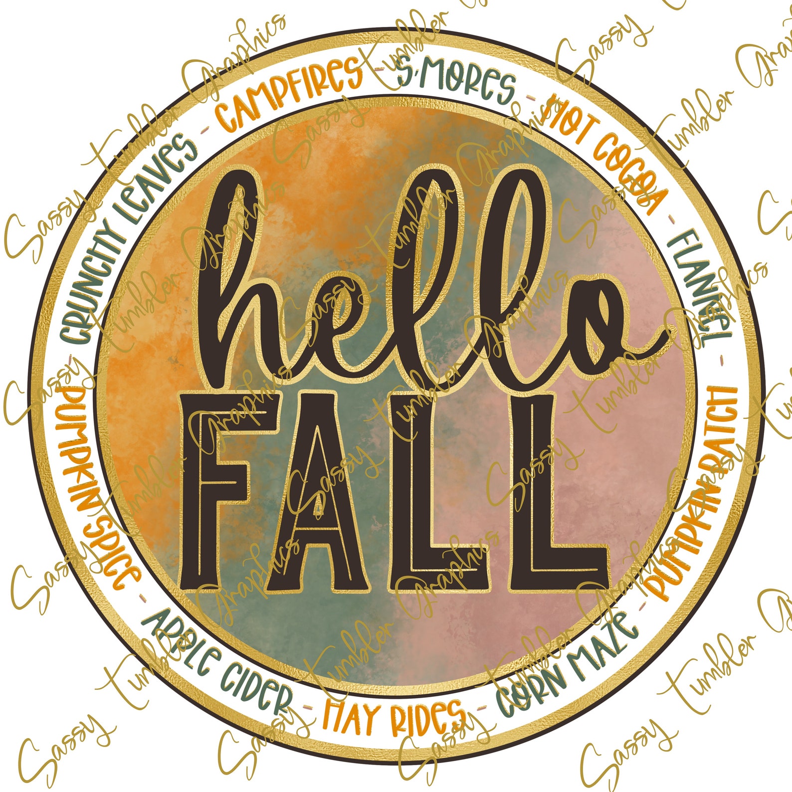 Hello Fall PNG Retro Fall Colors PNG Waterslide Digital | Etsy