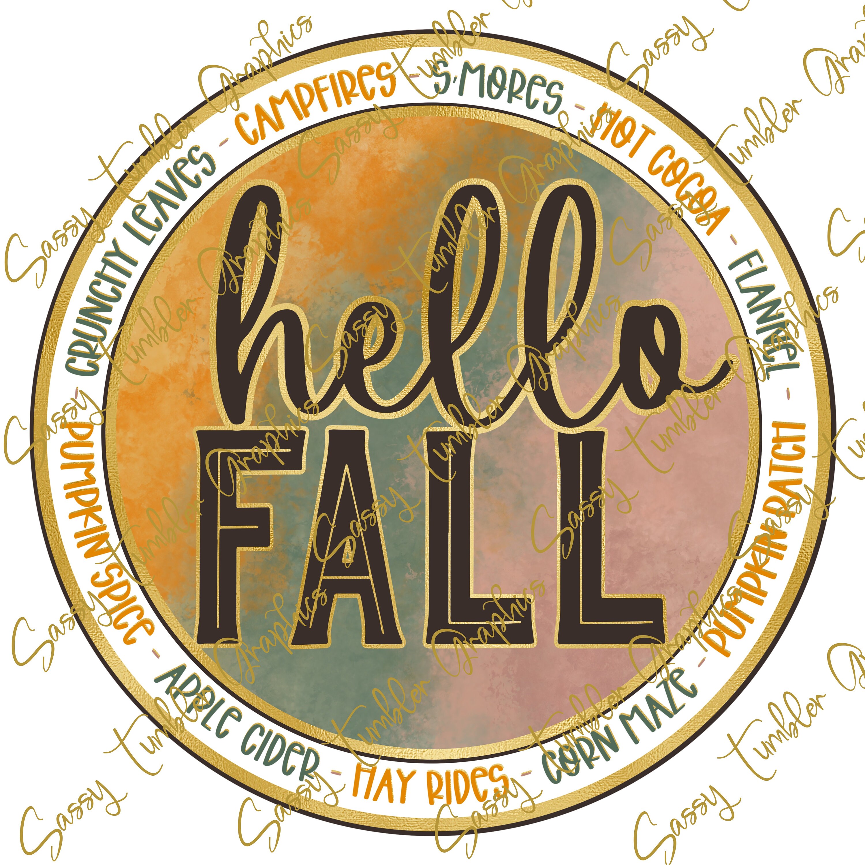 Hello Fall PNG Retro Fall Colors PNG Waterslide Digital | Etsy