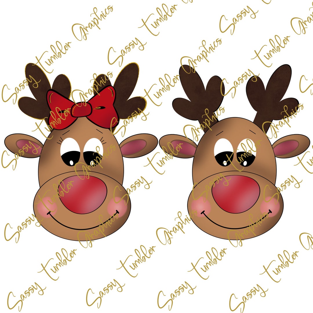 PNG Hand Drawn Reindeers, Boy Reindeer, Girl Reindeer, Rudolph ...