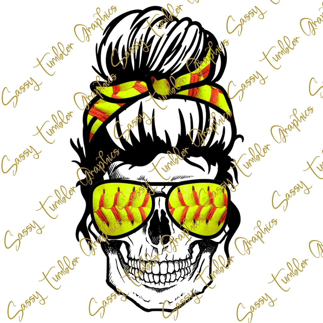 Softball Skull PNG, Skull, Softball Mom, Waterslide Files, Sublimation ...