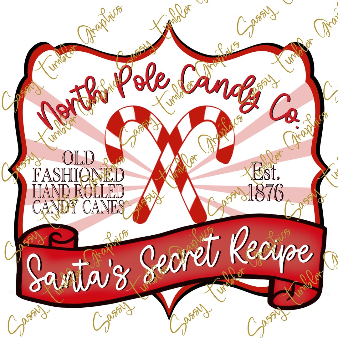 ORIGINAL DESIGNER North Pole Candy Co. PNG, Candy Cane Label Png ...