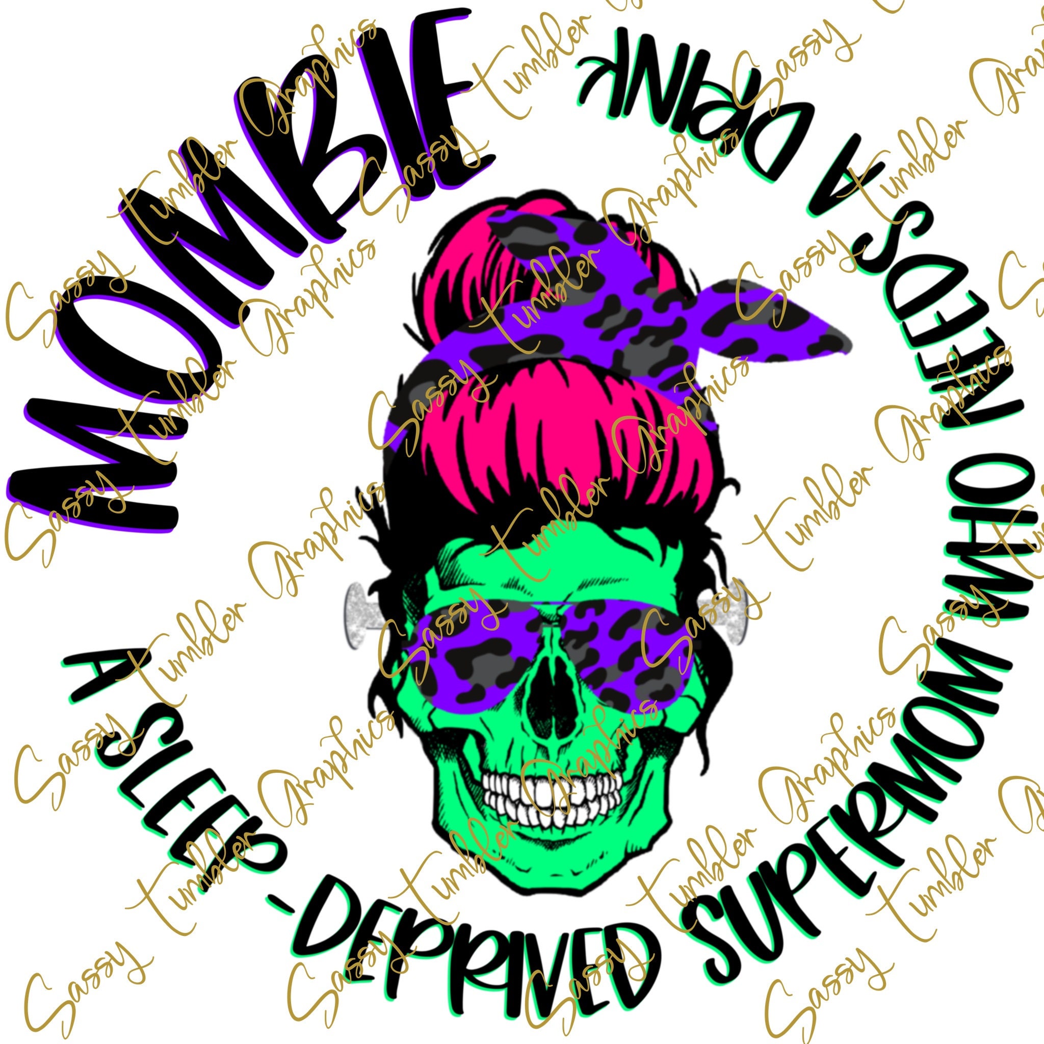 Neon Leopard Mombie Definition Skull PNG Mom Skull - Etsy