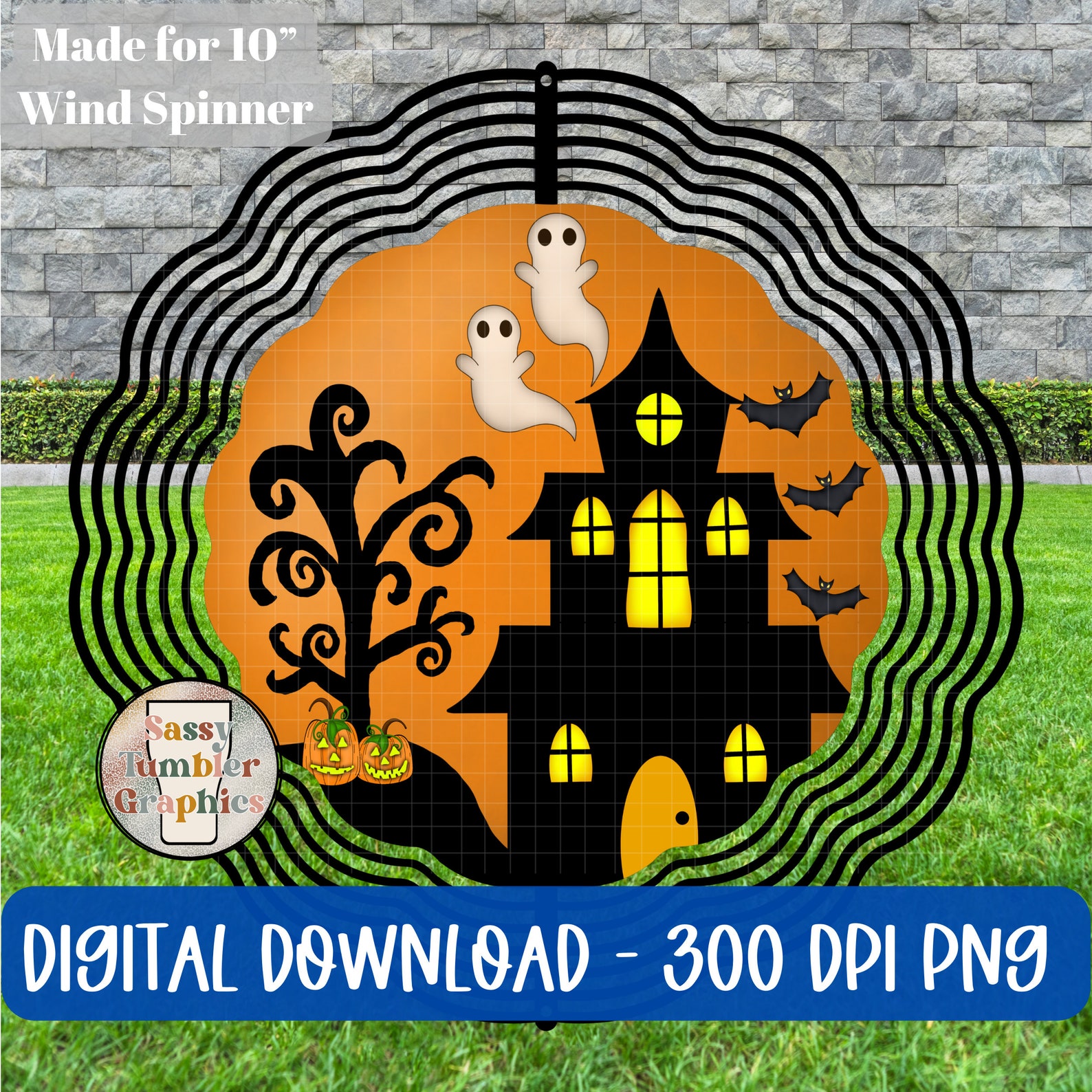 Halloween House Wind Spinner Design PNG, Spooky Wind Spinner PNG ...