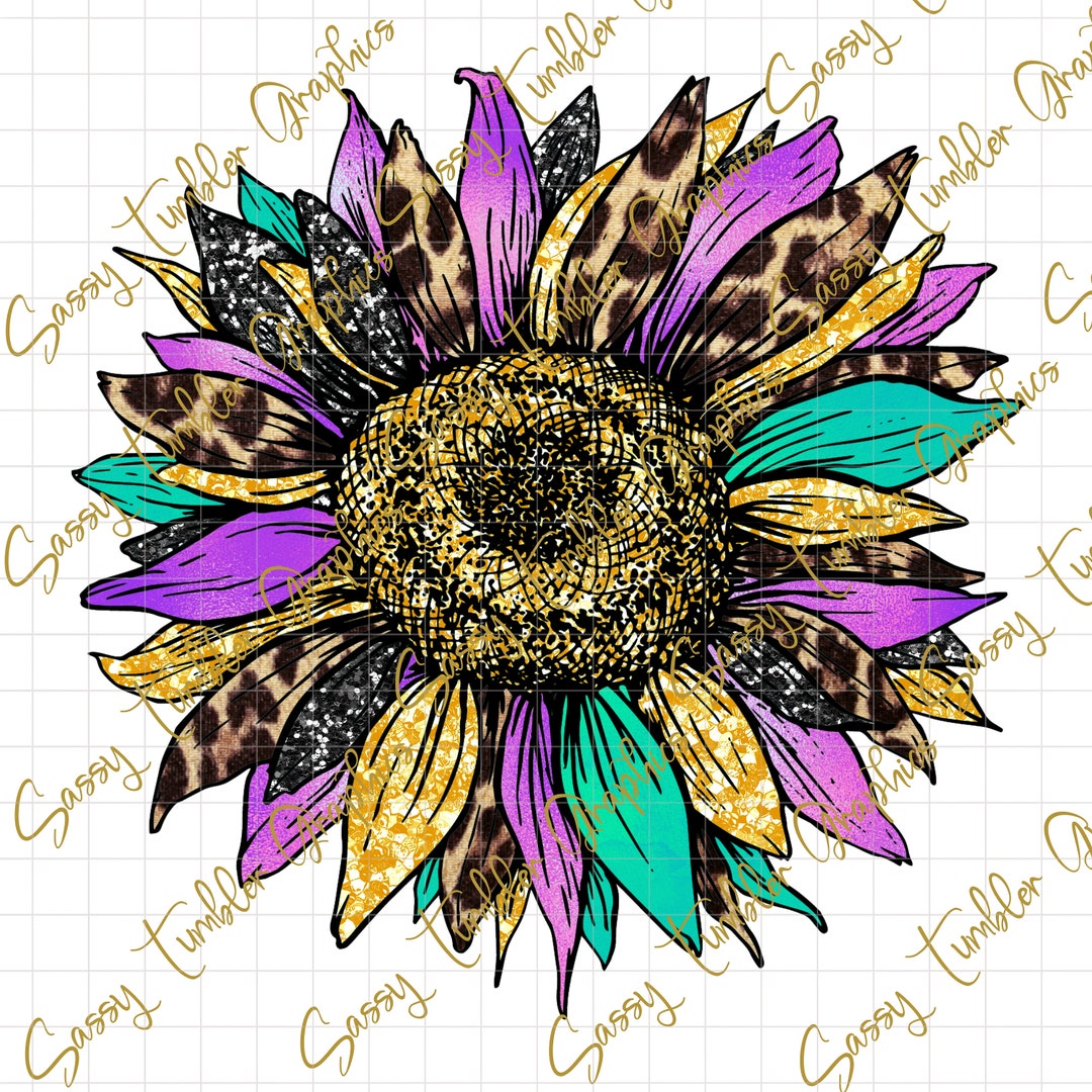 Colorful Leopard Sunflower PNG, Waterslide Digital Graphics ...
