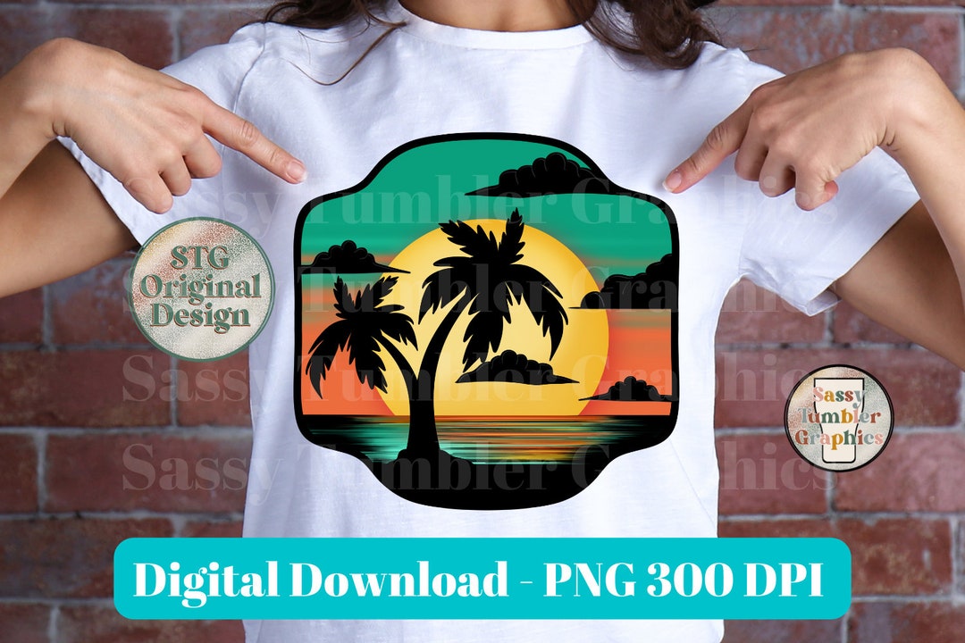 Beach Sunset PNG | Sunset Painting Sublimation Graphics | Tumbler ...