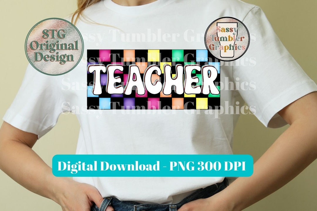 Teacher Rainbow Checker PNG | Bright Retro Color Pop Checker ...