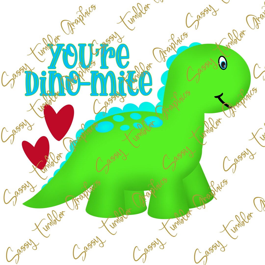 Bundle PNG You’re Dino-mite Valentines Dinosaurs, Waterslide Files ...