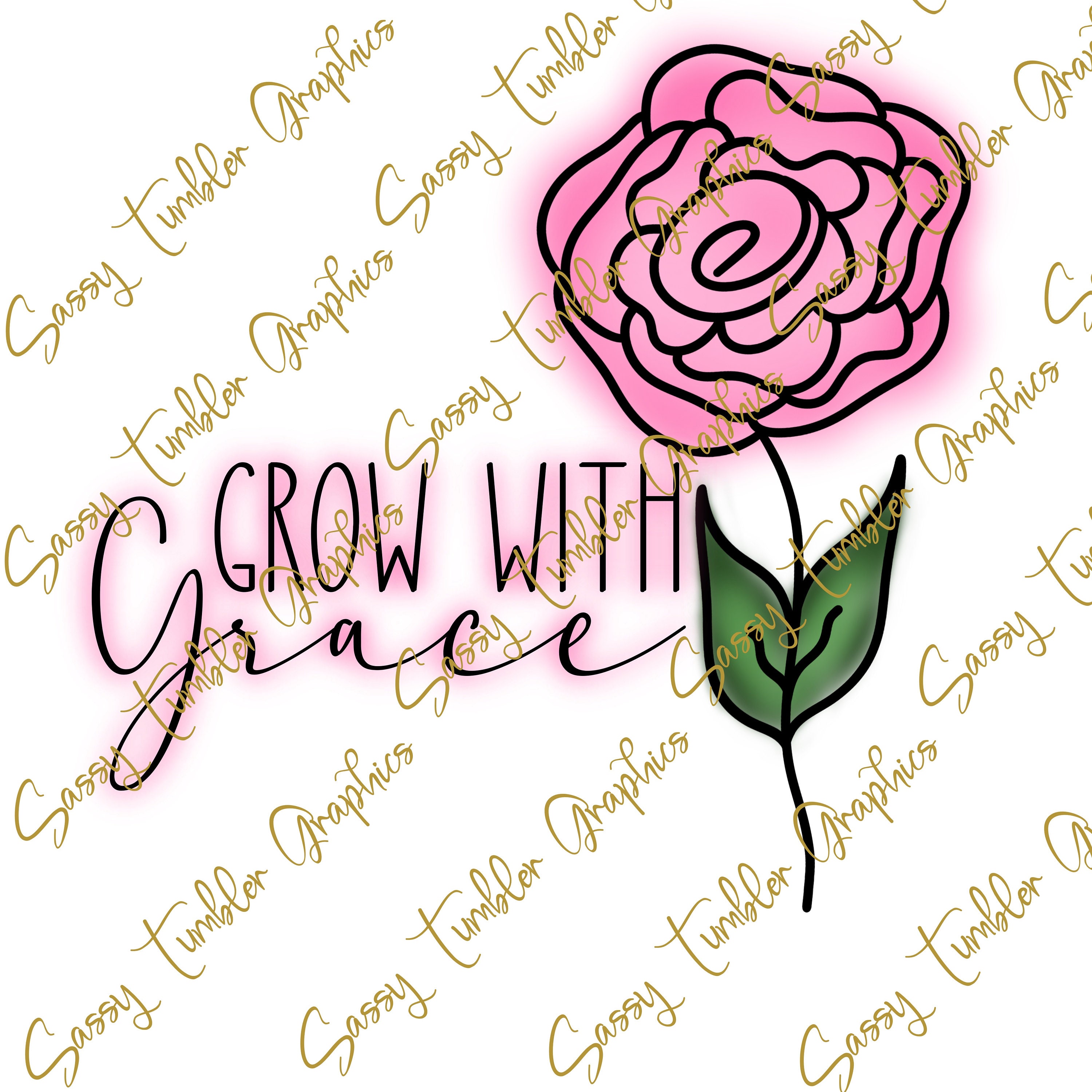 Grow With Grace Rose PNG Sublimation Graphics Tumbler - Etsy