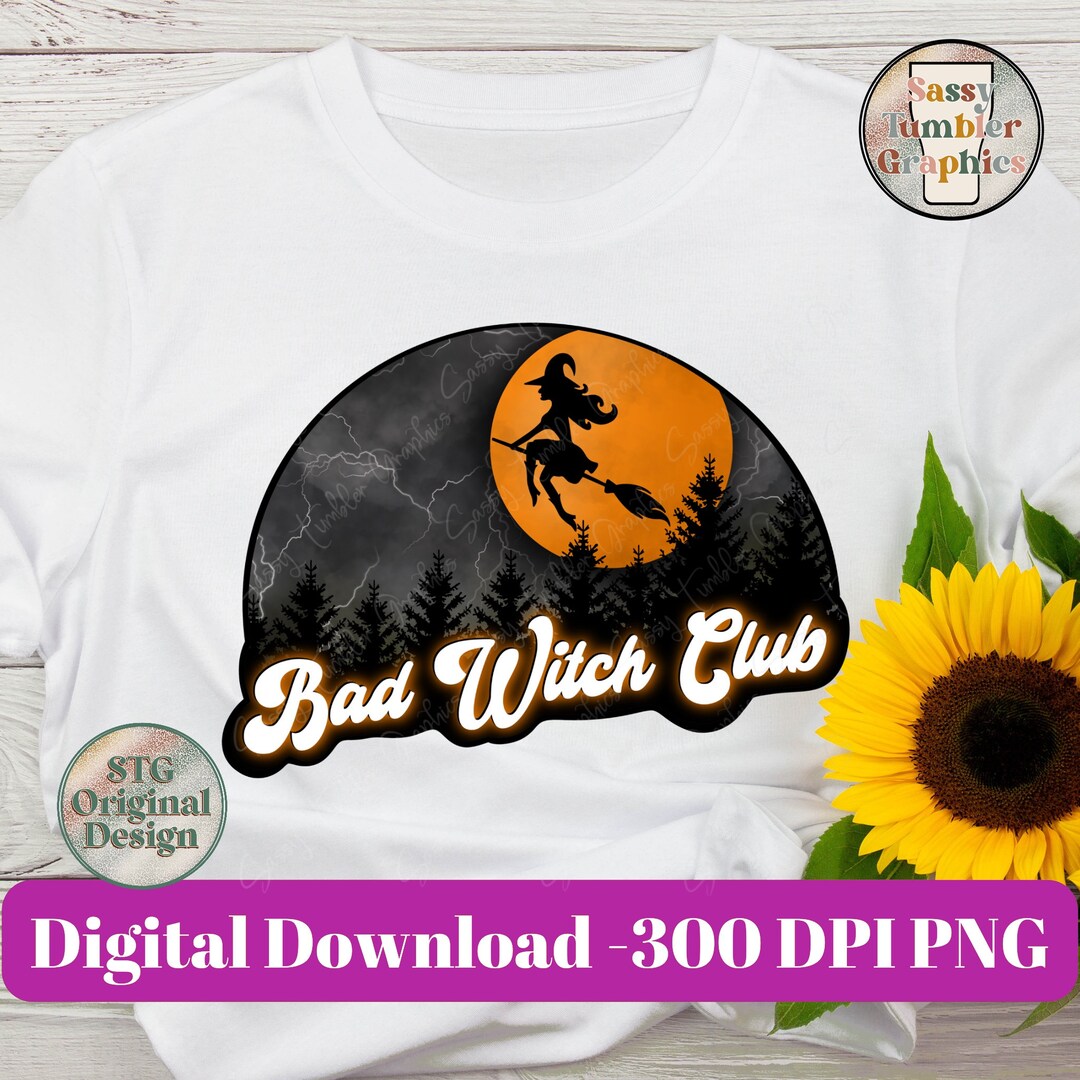 Bad Witch Club PNG, Retro Halloween Png, Halloween Png, Horror Png ...