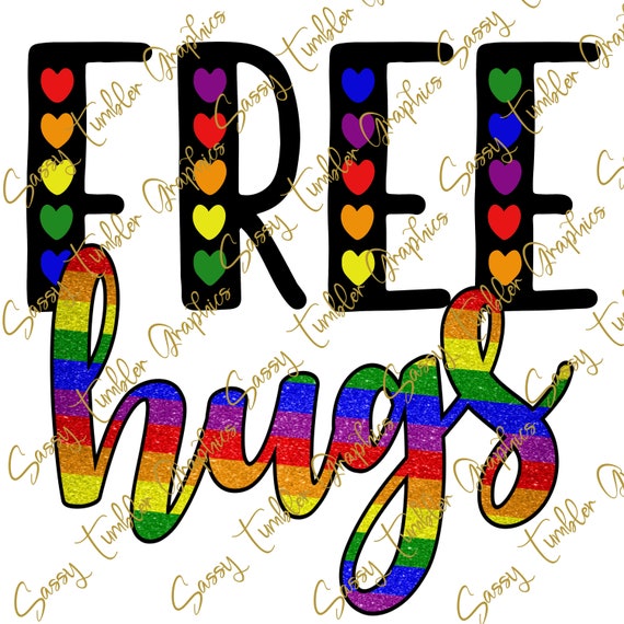 Free Hugs Rainbow PNG Pride PNG Waterslide Files | Etsy