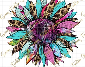 Teal Sunflower PNG Waterslide Digital Graphics Sublimation | Etsy
