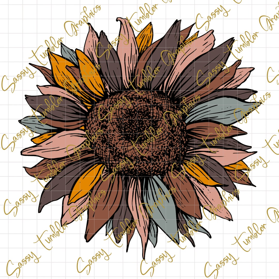 Retro Colored Sunflower PNG, Waterslide Digital Graphics, Sublimation ...