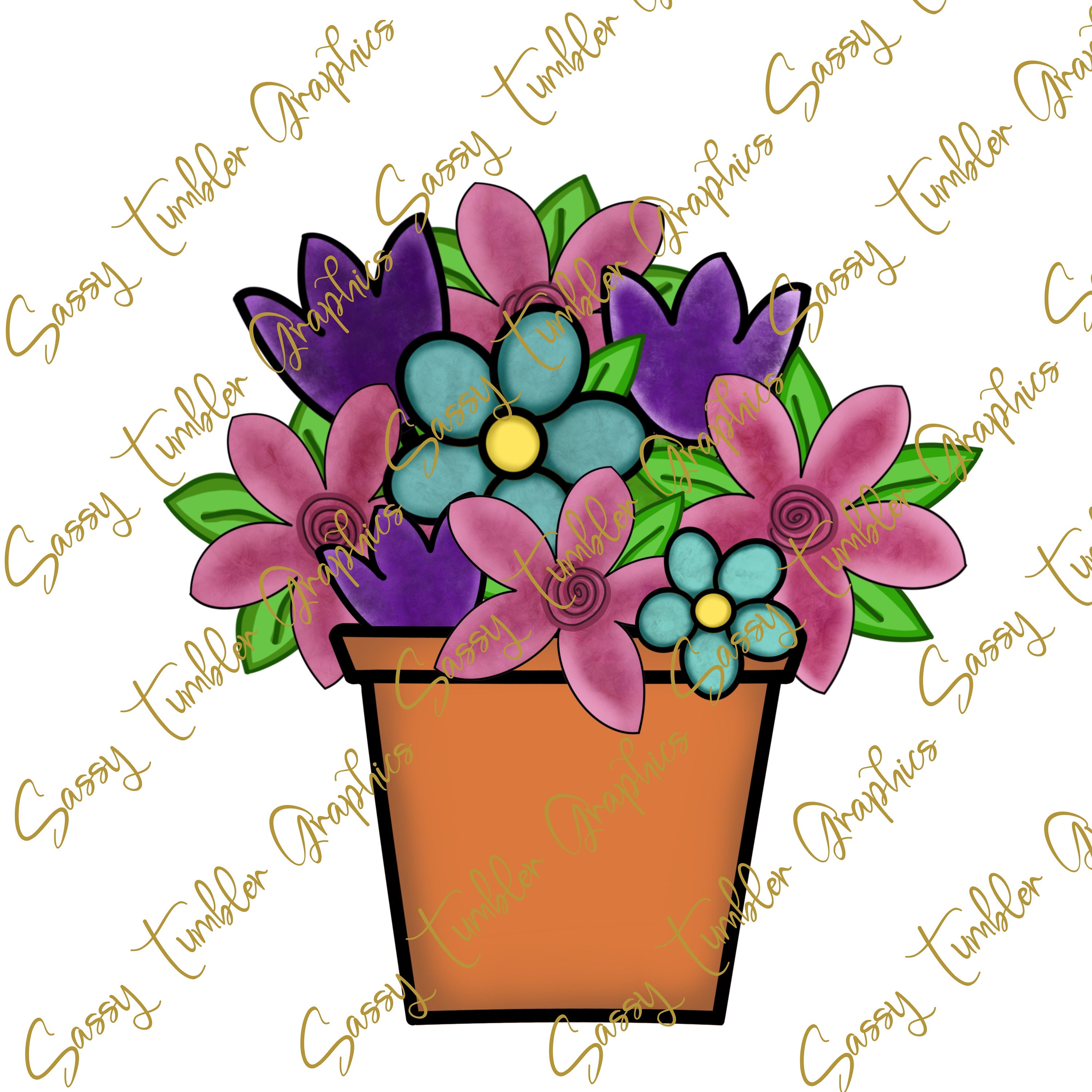PNG Hand Drawn Flower Pot PNG Spring PNG Digital Download | Etsy