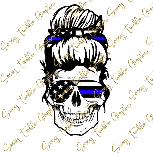 Blue Line Skull PNG Police Skull Waterslide Files - Etsy