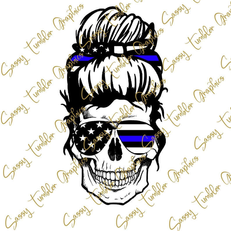 Blue Line Skull PNG, Police Skull, Waterslide Files, Sublimation ...