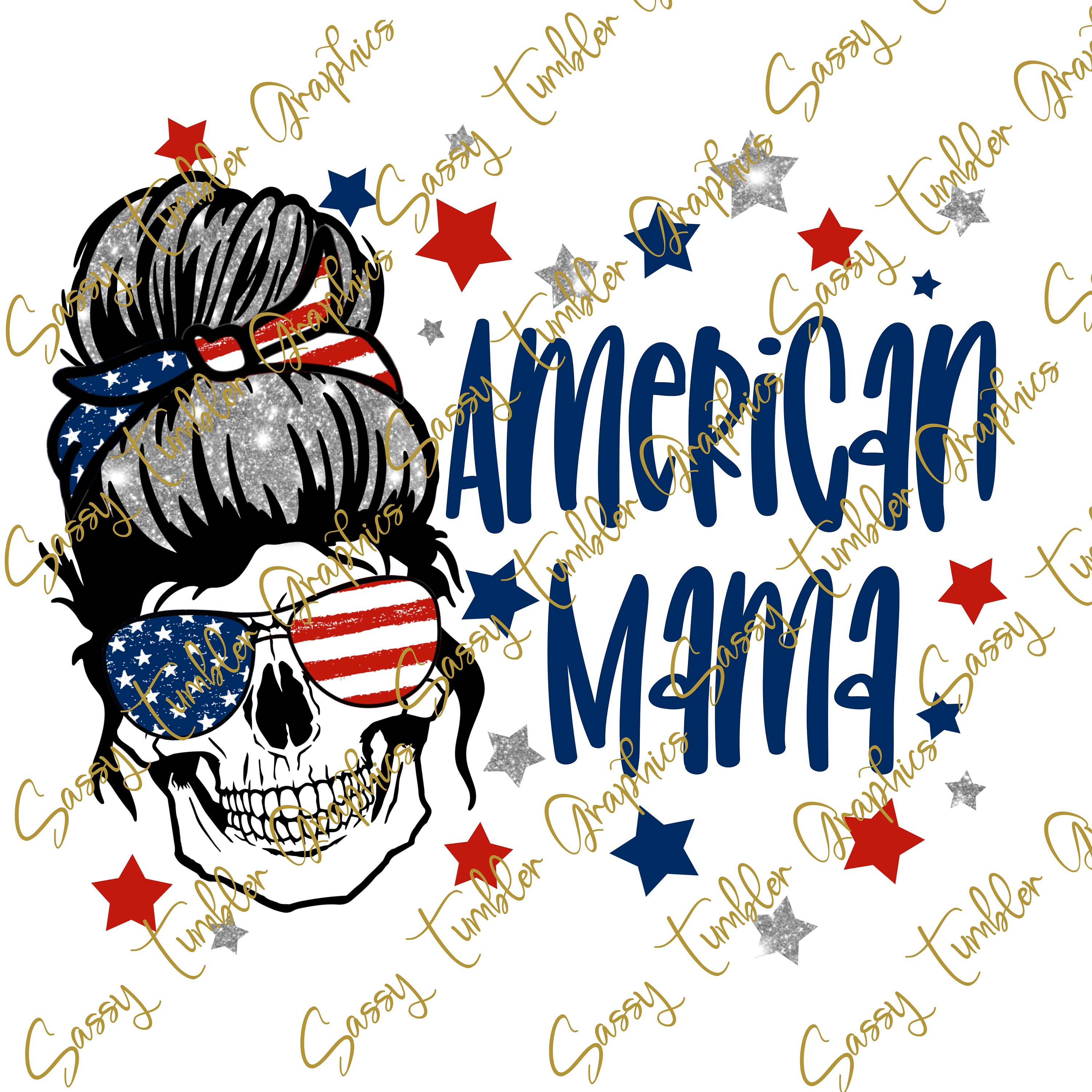 American Mama Flag Skull PNG Mom Skull Waterslide Files - Etsy