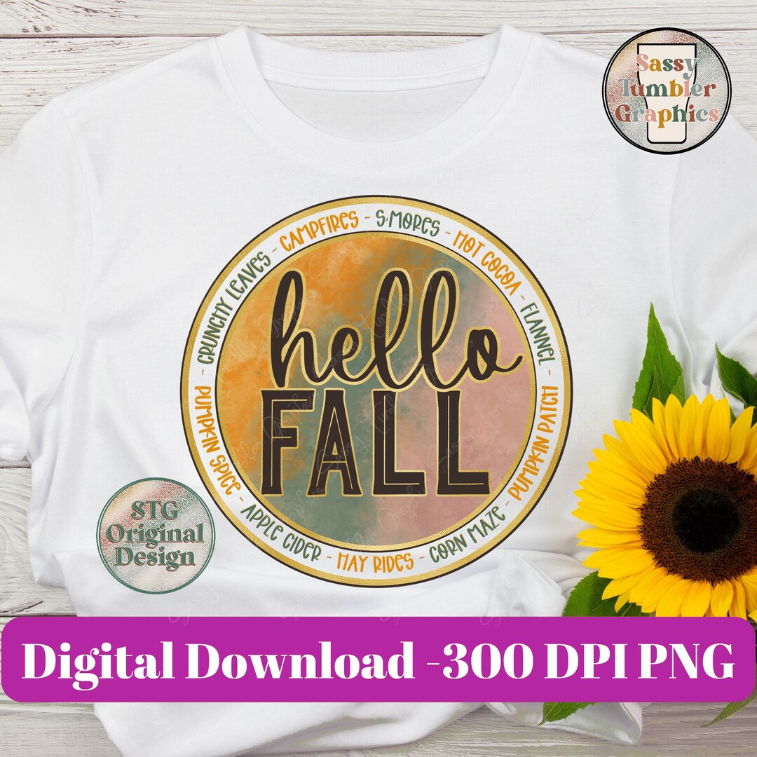Hello Fall PNG, Retro Fall Colors PNG, Waterslide Digital Graphics ...