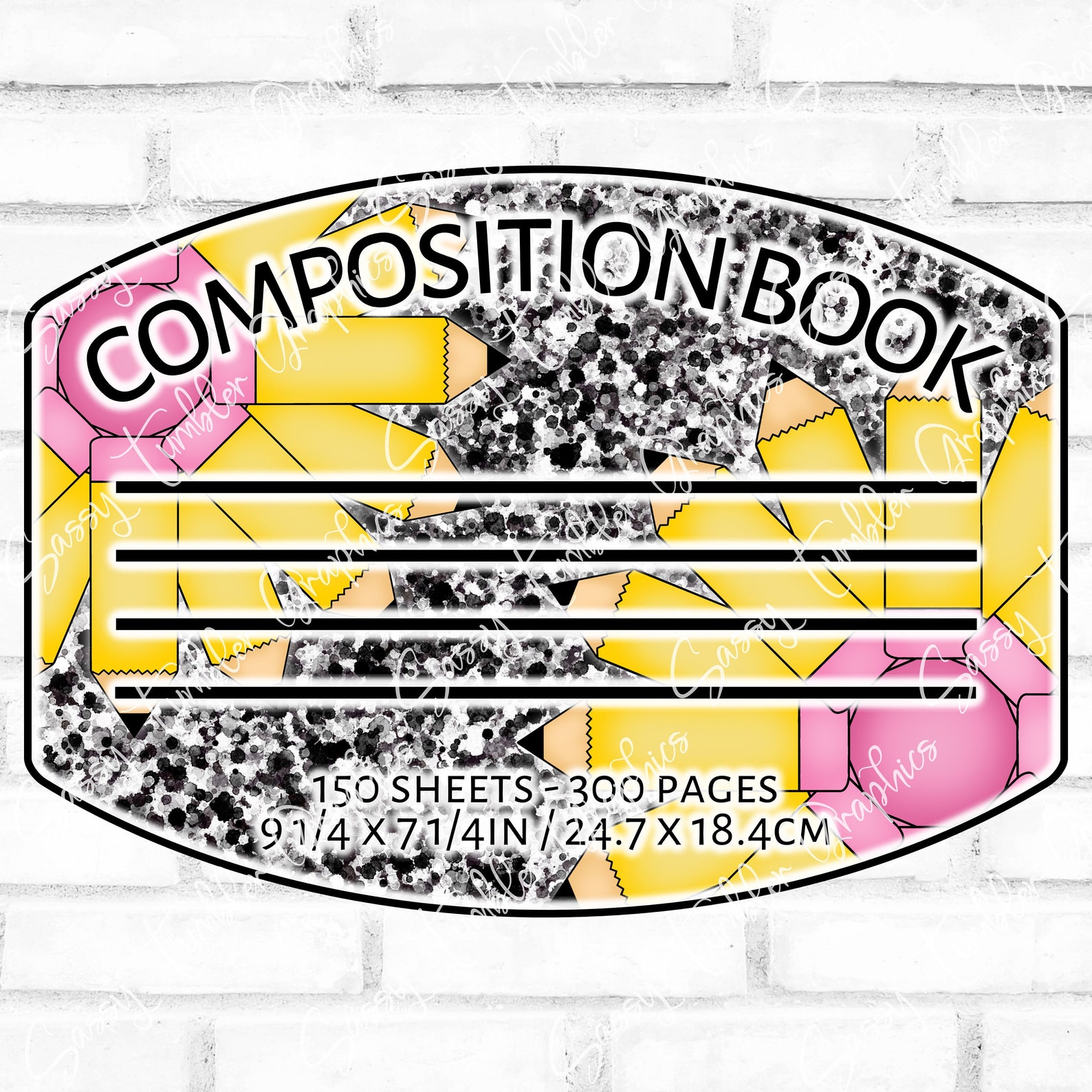 Pencil Flower Composition Notebook Label PNG Teacher Png - Etsy