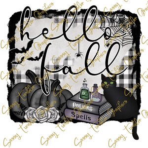 Black Hello Fall PNG, Gothic Fall Png, Fall Png, Waterslide Files ...
